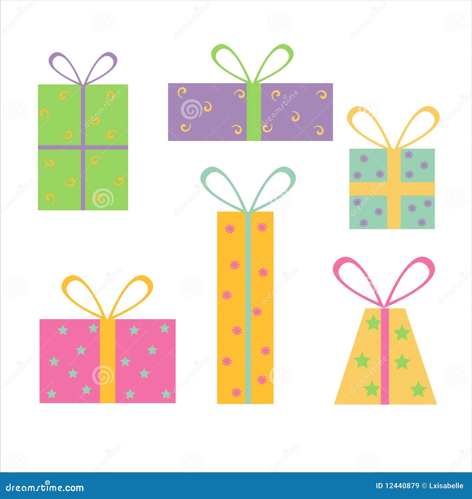 Set of 6 gifts icons stock vector. Illustration of design - 12440879