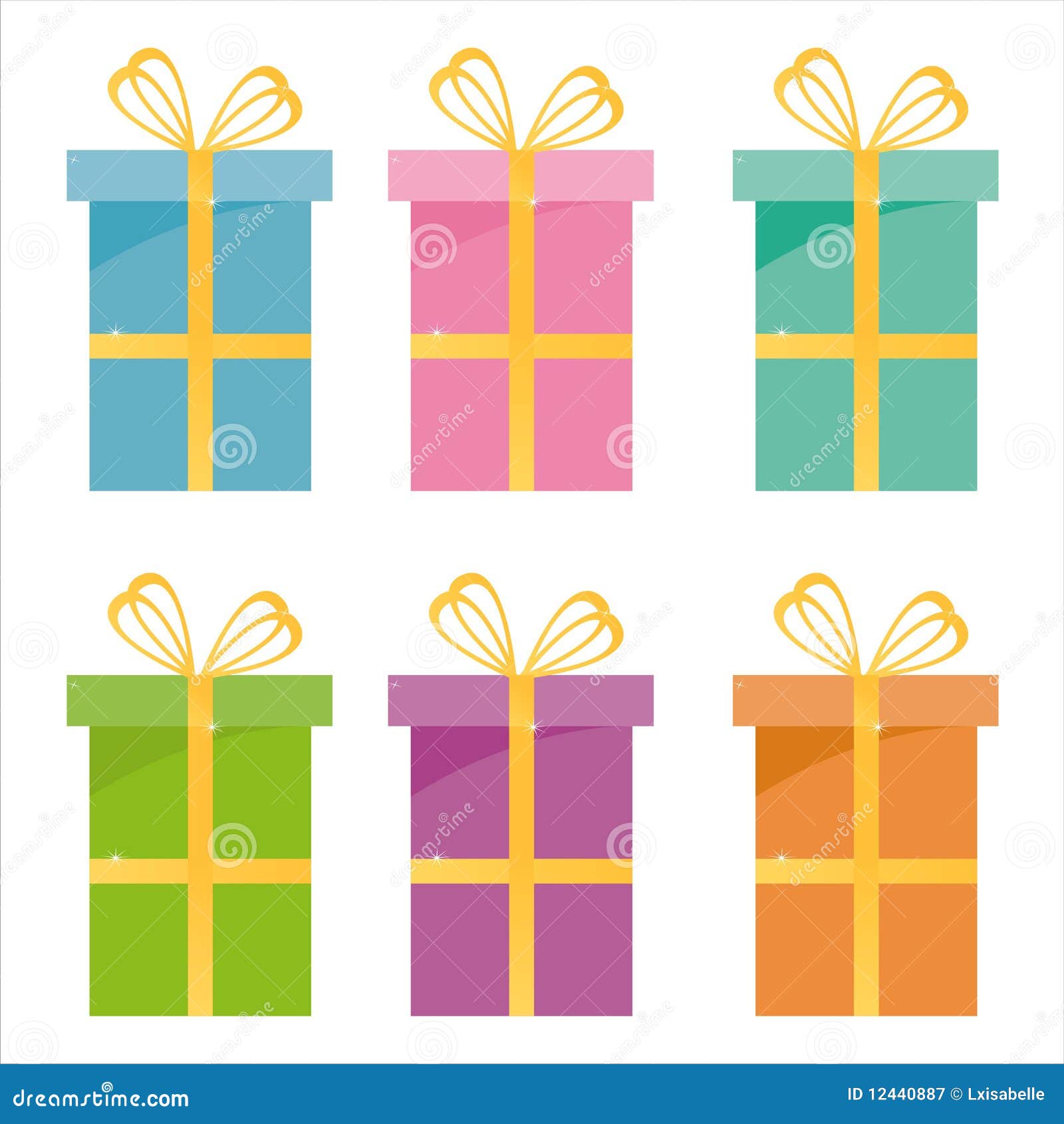 Set of 6 gifts icons stock vector. Illustration of birthday - 12440887
