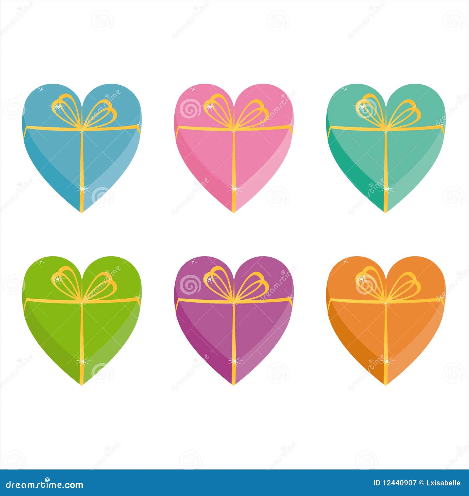 Set of 6 gifts icons stock vector. Illustration of colorful - 12440907