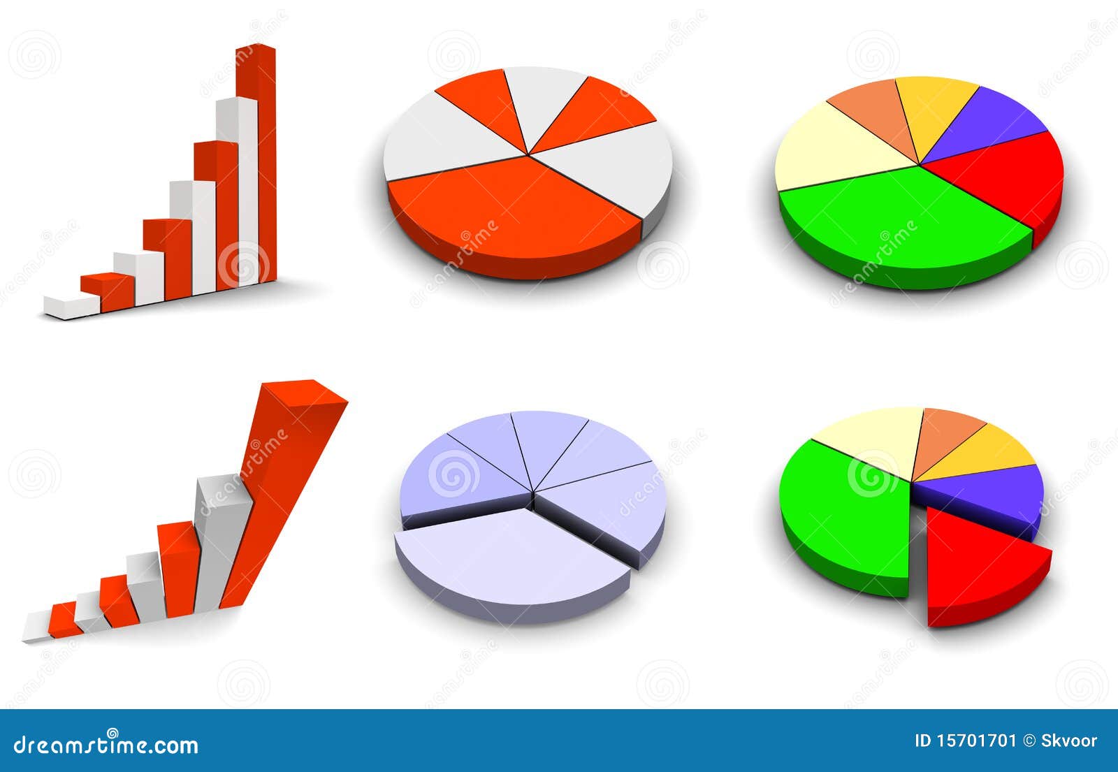 Set of 6 graph icons stock illustration. Illustration of grow - 15701701