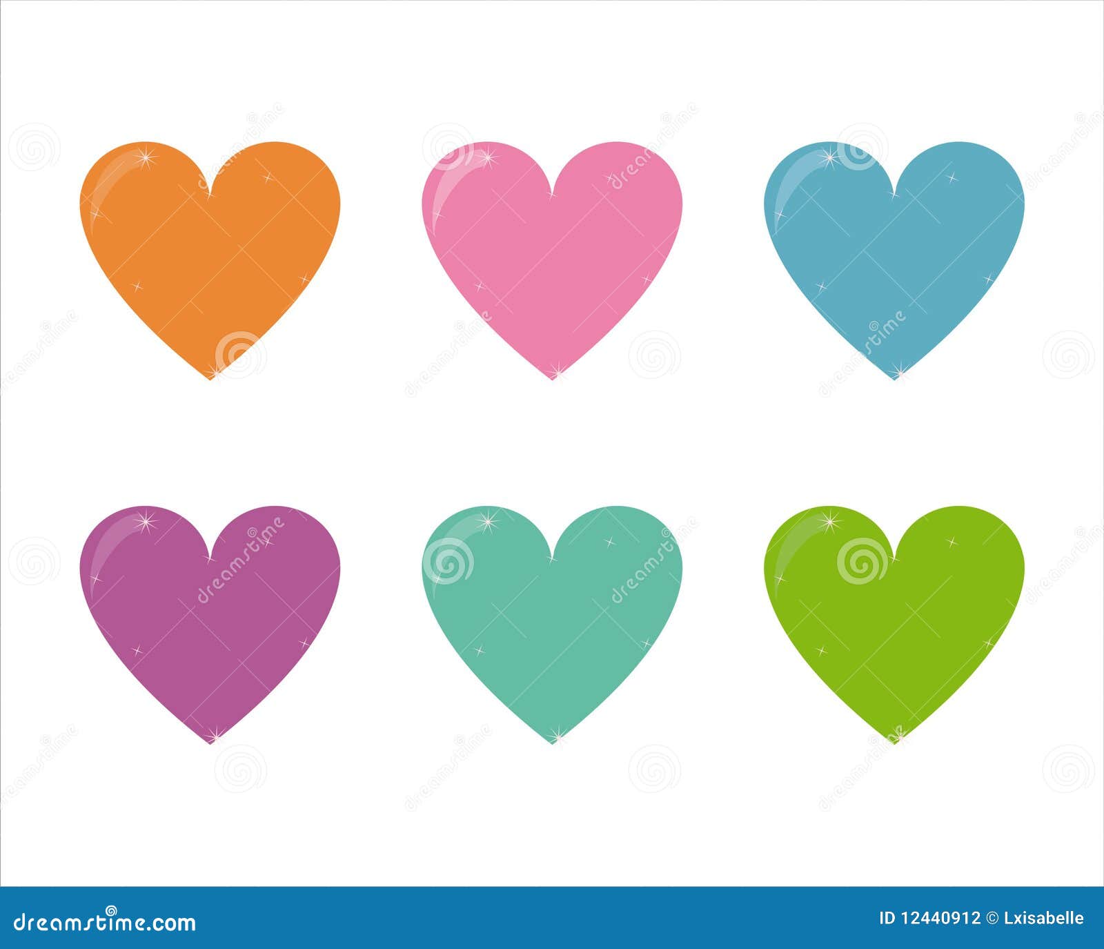 Set of 6 hearts icons stock vector. Illustration of shiny - 12440912