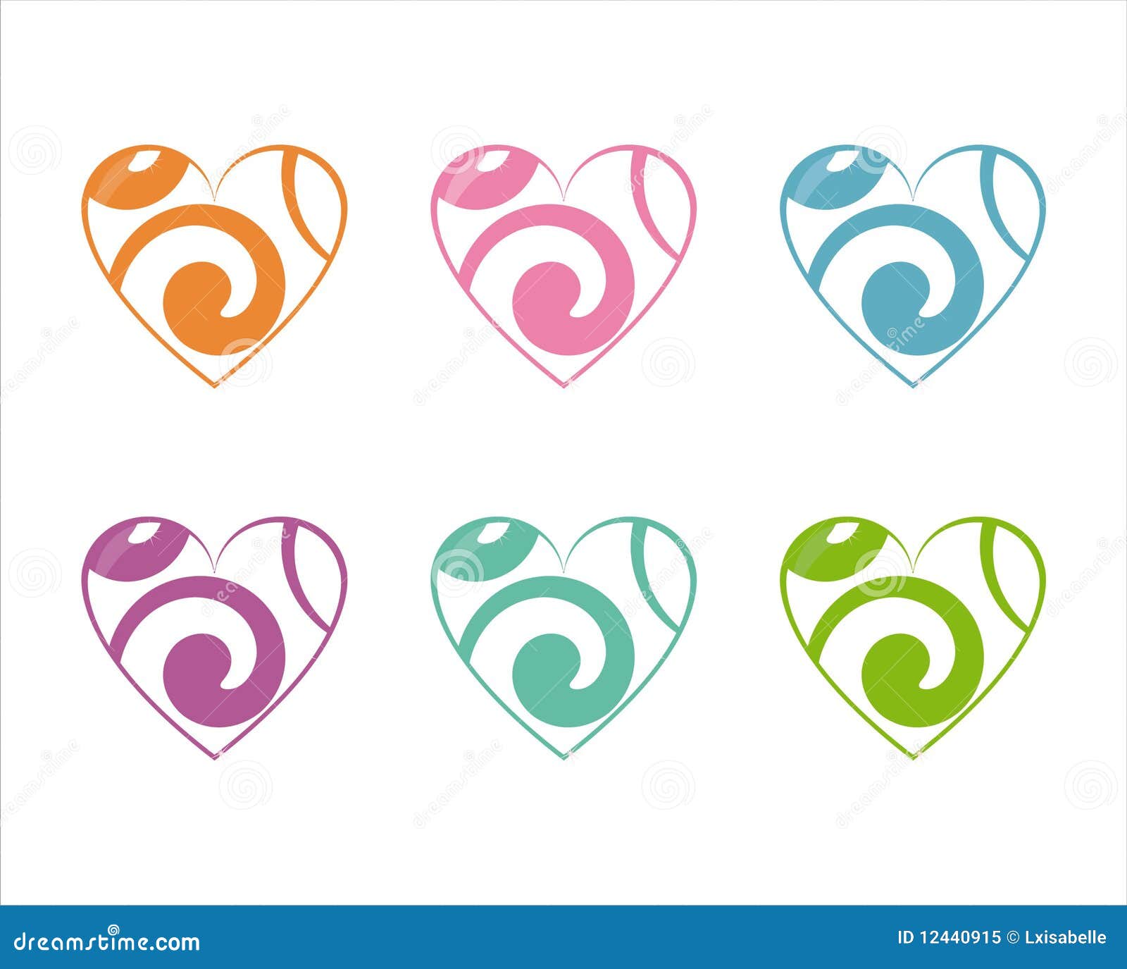 Set of 6 hearts icons stock vector. Illustration of holiday - 12440915