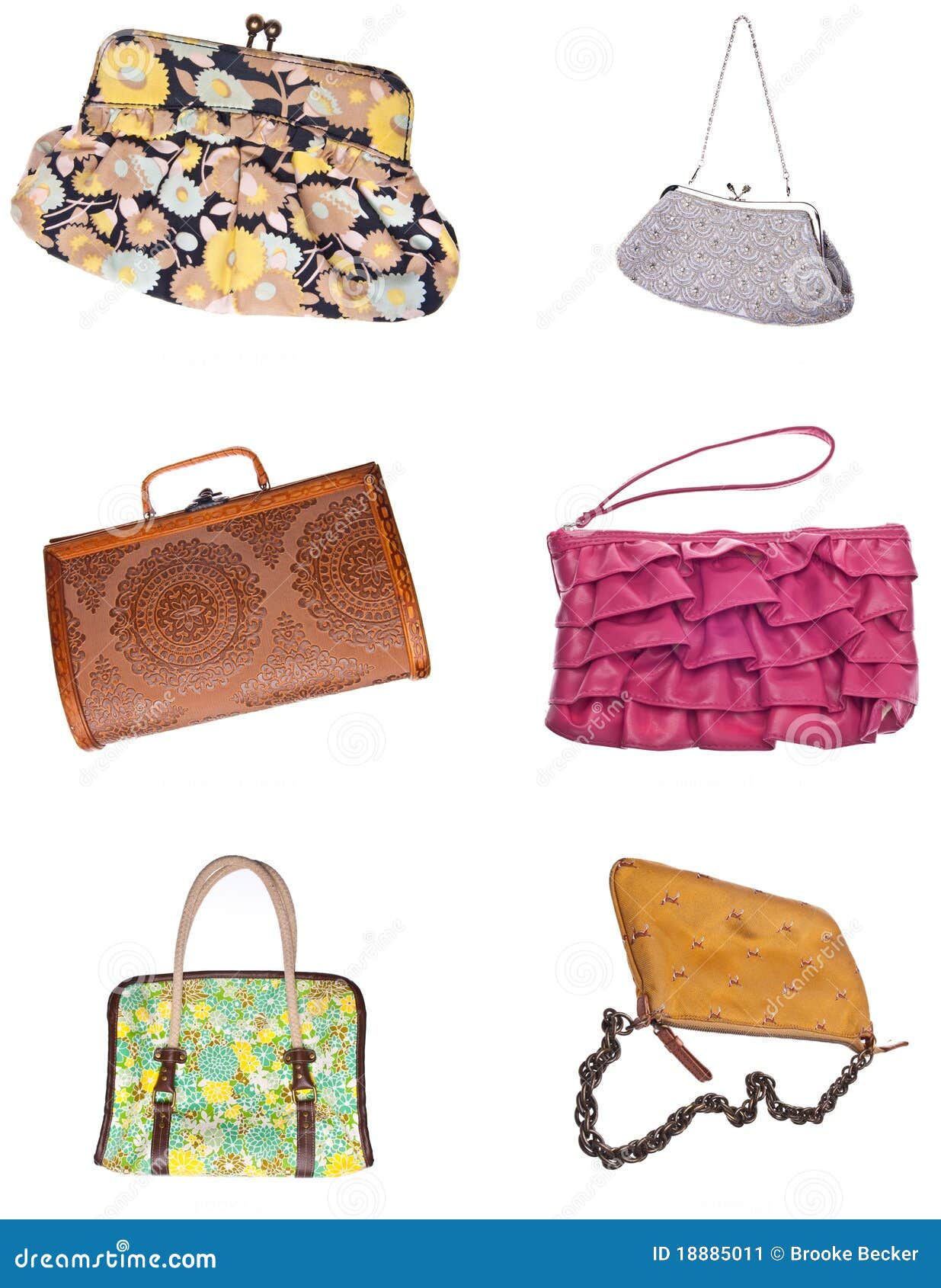 Set of 6 Ladies Purses Handbags Stock Image - Image of container, pink ...