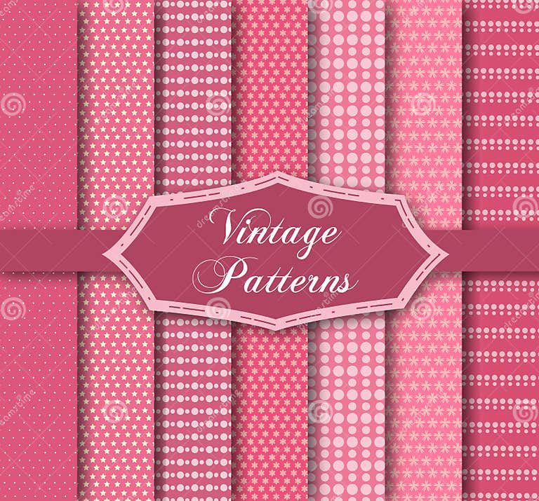 Set of 7 Different Patterns Stock Vector - Illustration of fabric ...