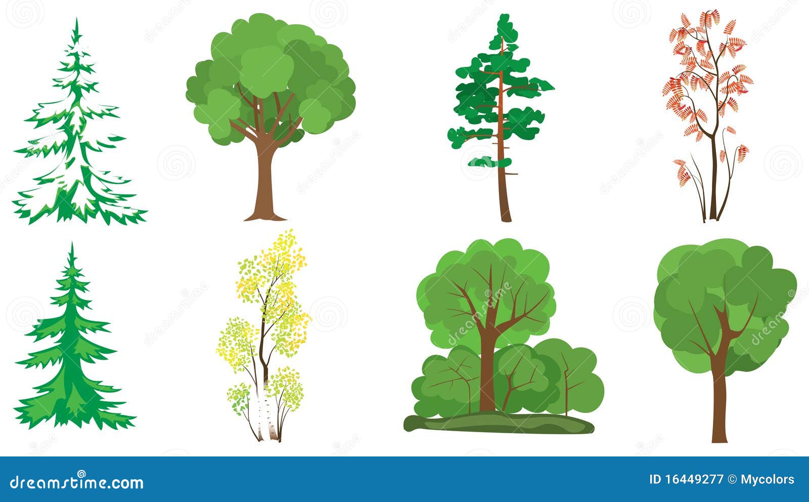 Set of 8 trees - vector stock vector. Illustration of birch - 16449277