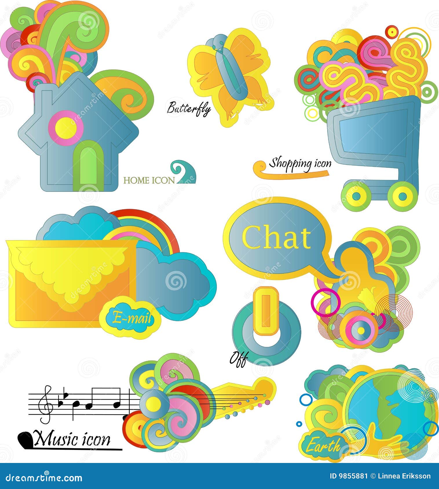 Set of 8 vector icons stock vector. Illustration of abstract - 9855881