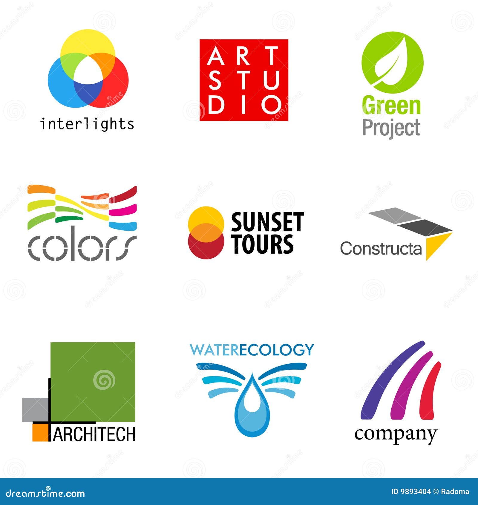 Set of 9 brand designs stock vector. Illustration of identity - 9893404