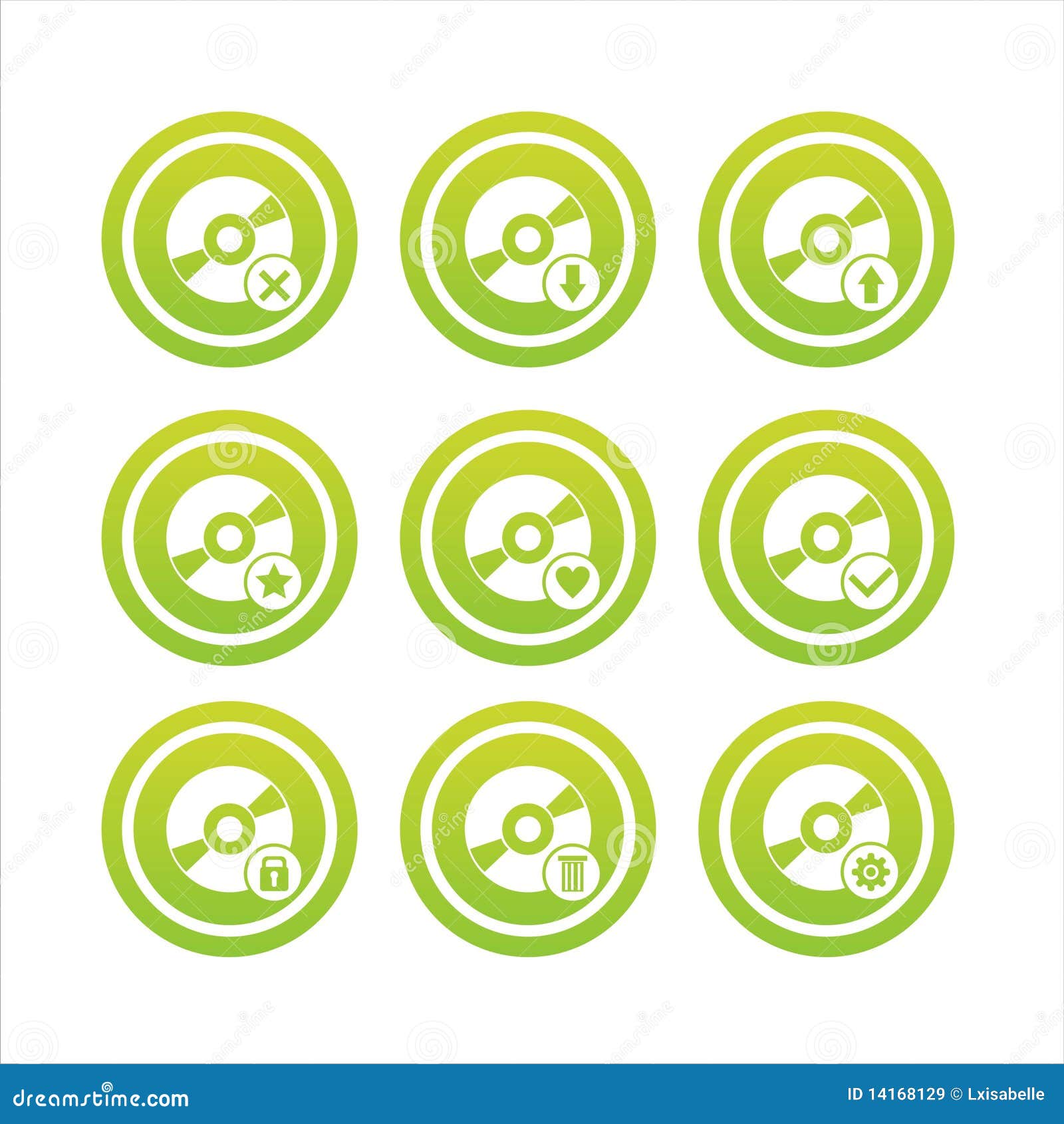 Set of 9 cd signs stock vector. Illustration of technology - 14168129