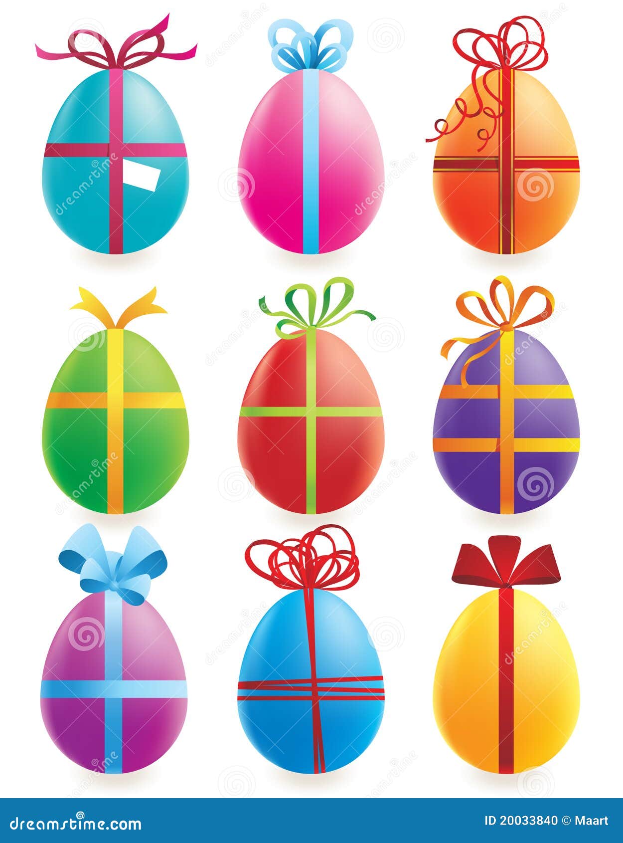 Set Of 9 Easter Eggs Picture. Image: 20033840
