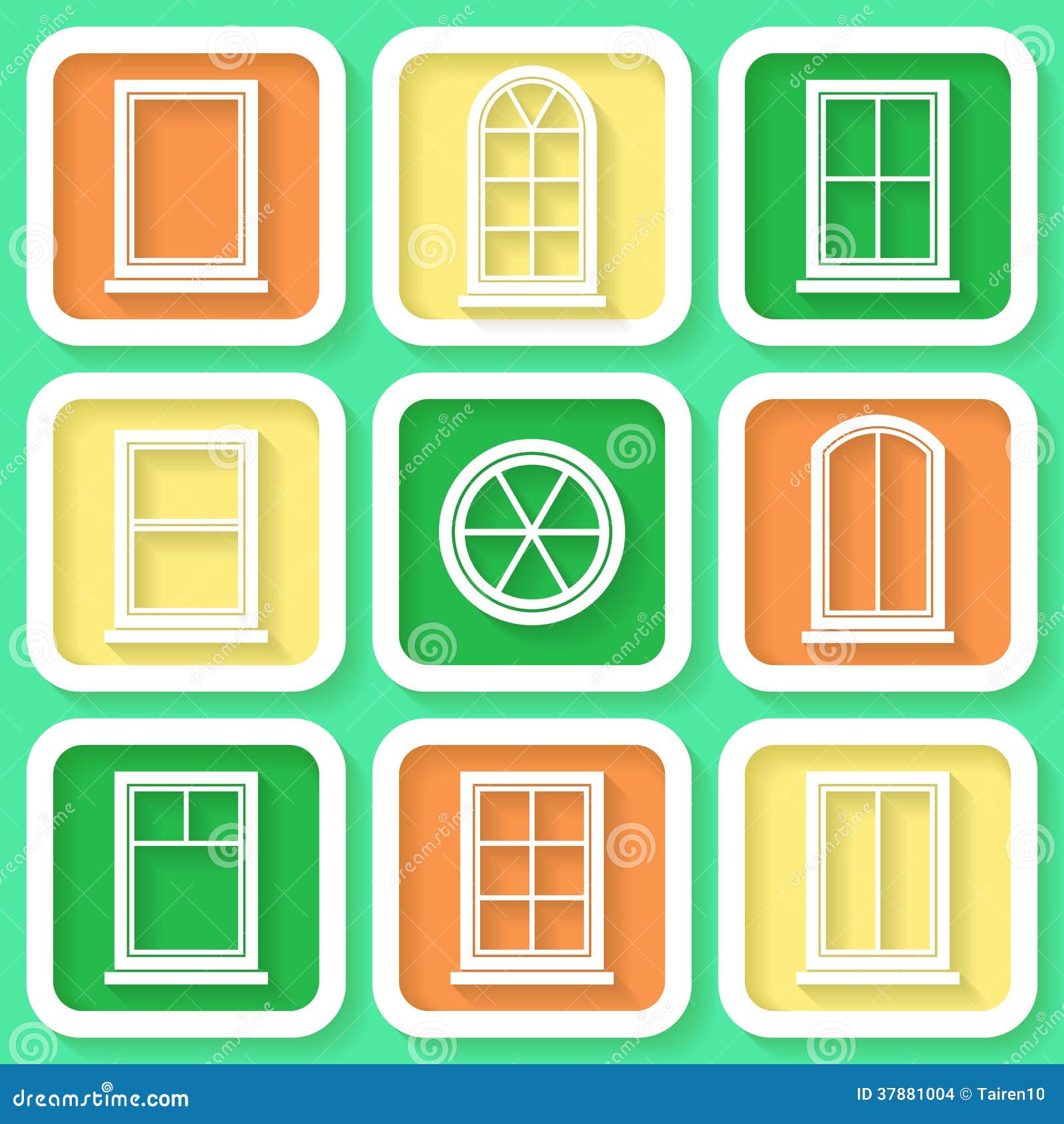 Set of 9 icons of windows stock vector. Illustration of frame - 37881004