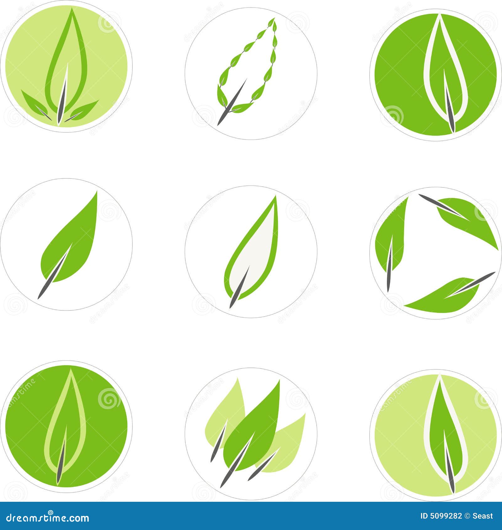 Set of 9 leaf graphics stock vector. Illustration of ecology - 5099282