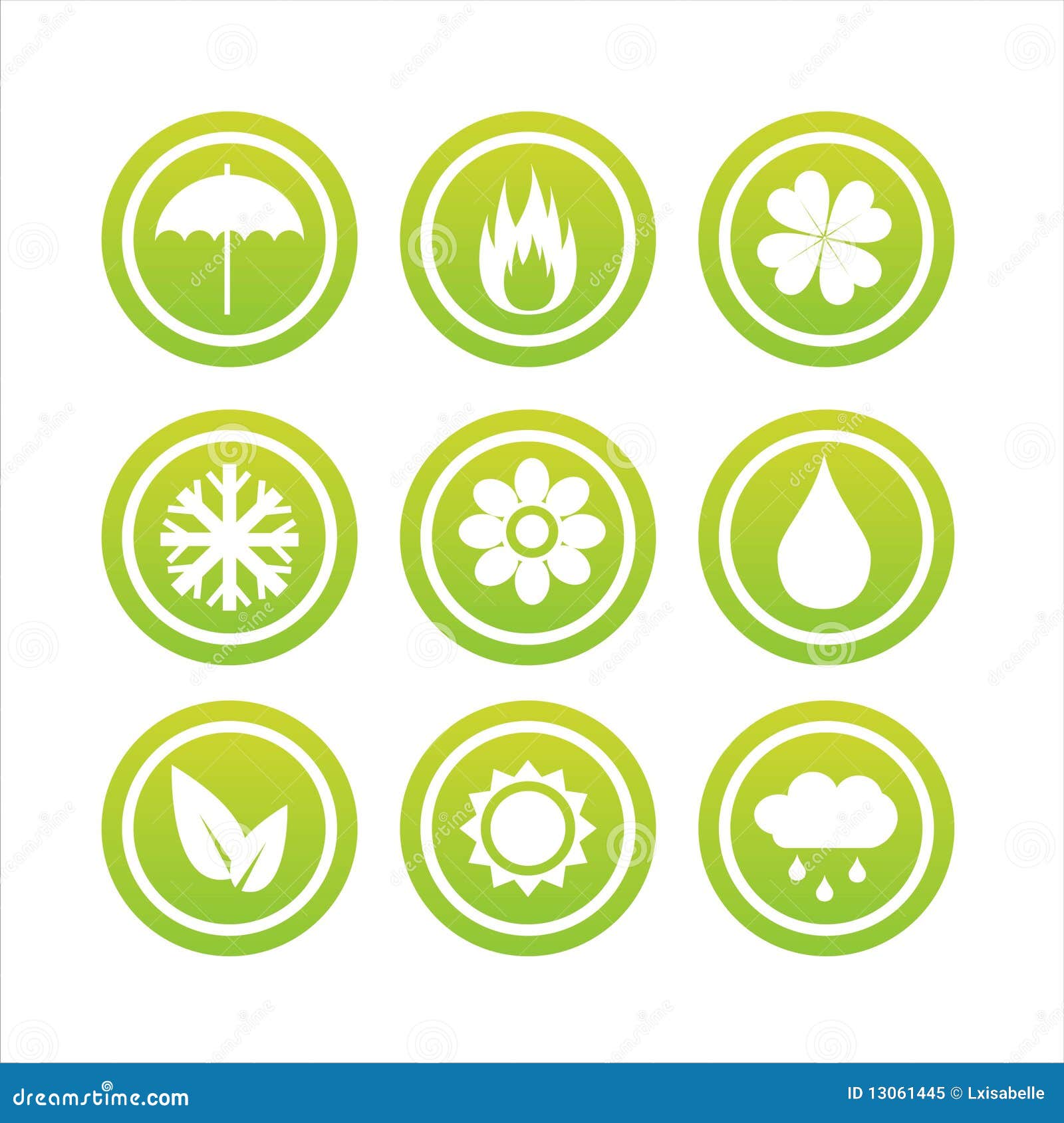 Set of 9 nature signs stock vector. Illustration of rain - 13061445