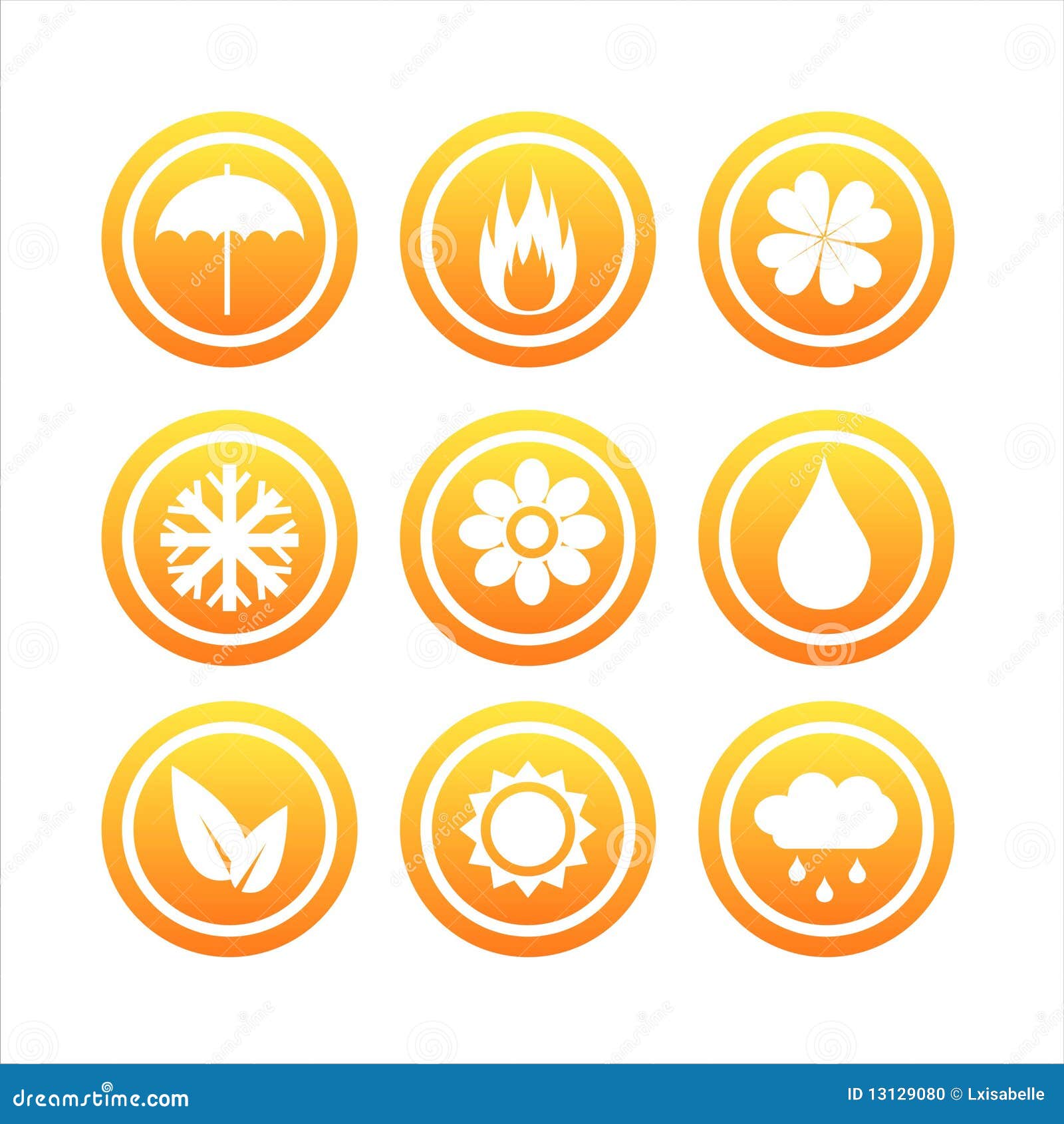 Set of 9 nature signs stock vector. Illustration of fire - 13129080