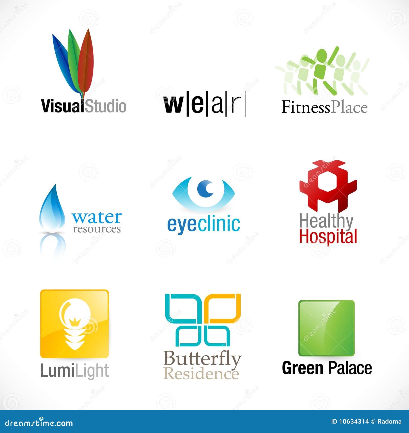 Set of 9 new logotypes stock vector. Illustration of clinic - 10634314