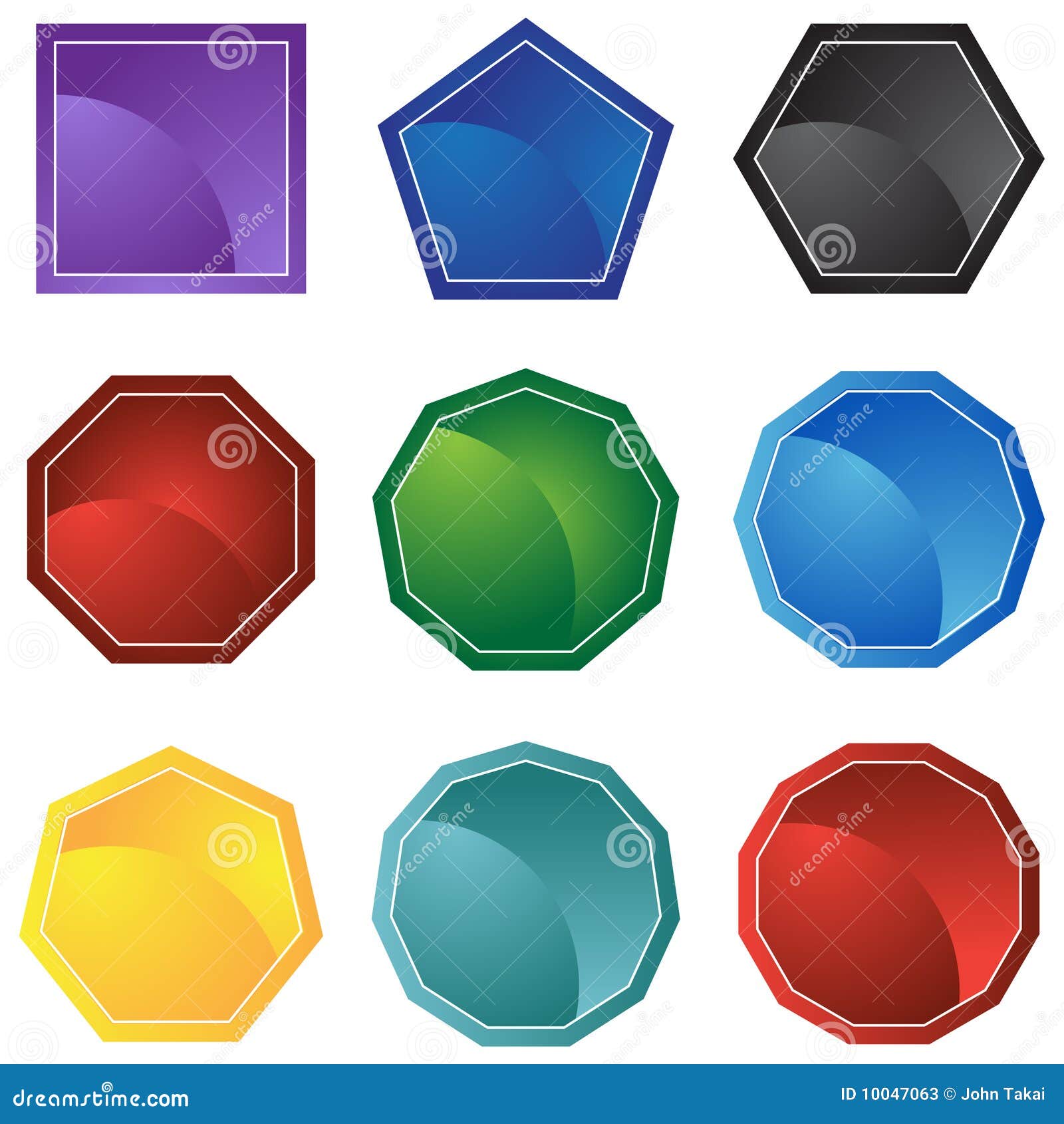Set of 9 Shapes stock vector. Illustration of hexagon - 10047063