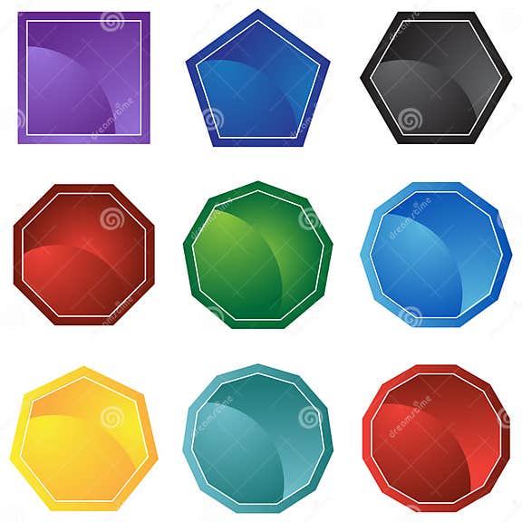 Set of 9 Shapes stock vector. Illustration of pentagon - 10047063