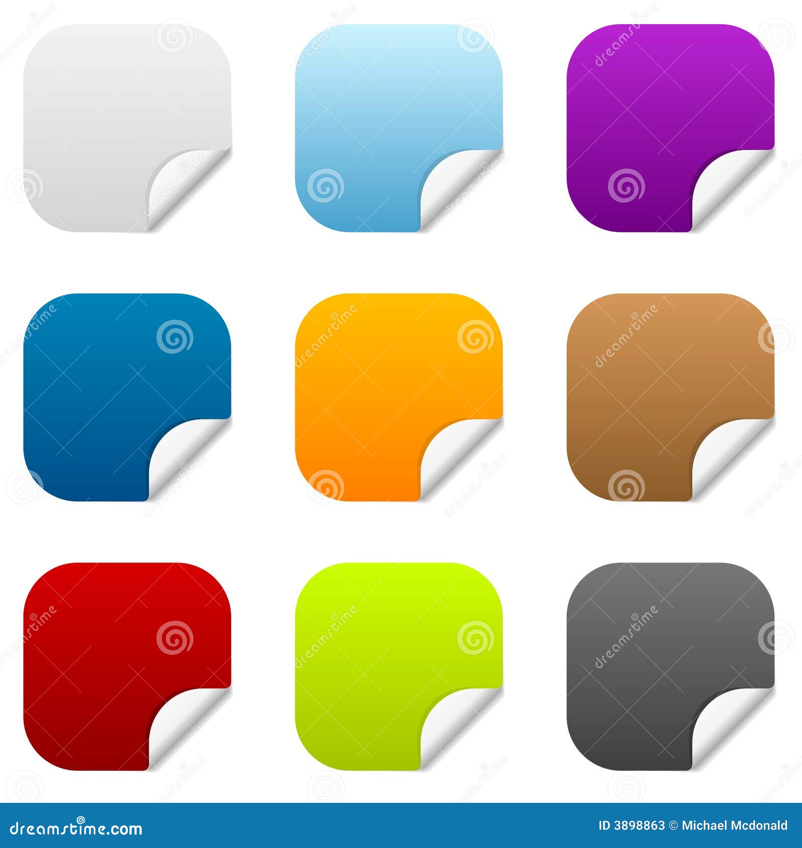 Set of 9 Square Sticker Icons Stock Vector - Illustration of decal ...