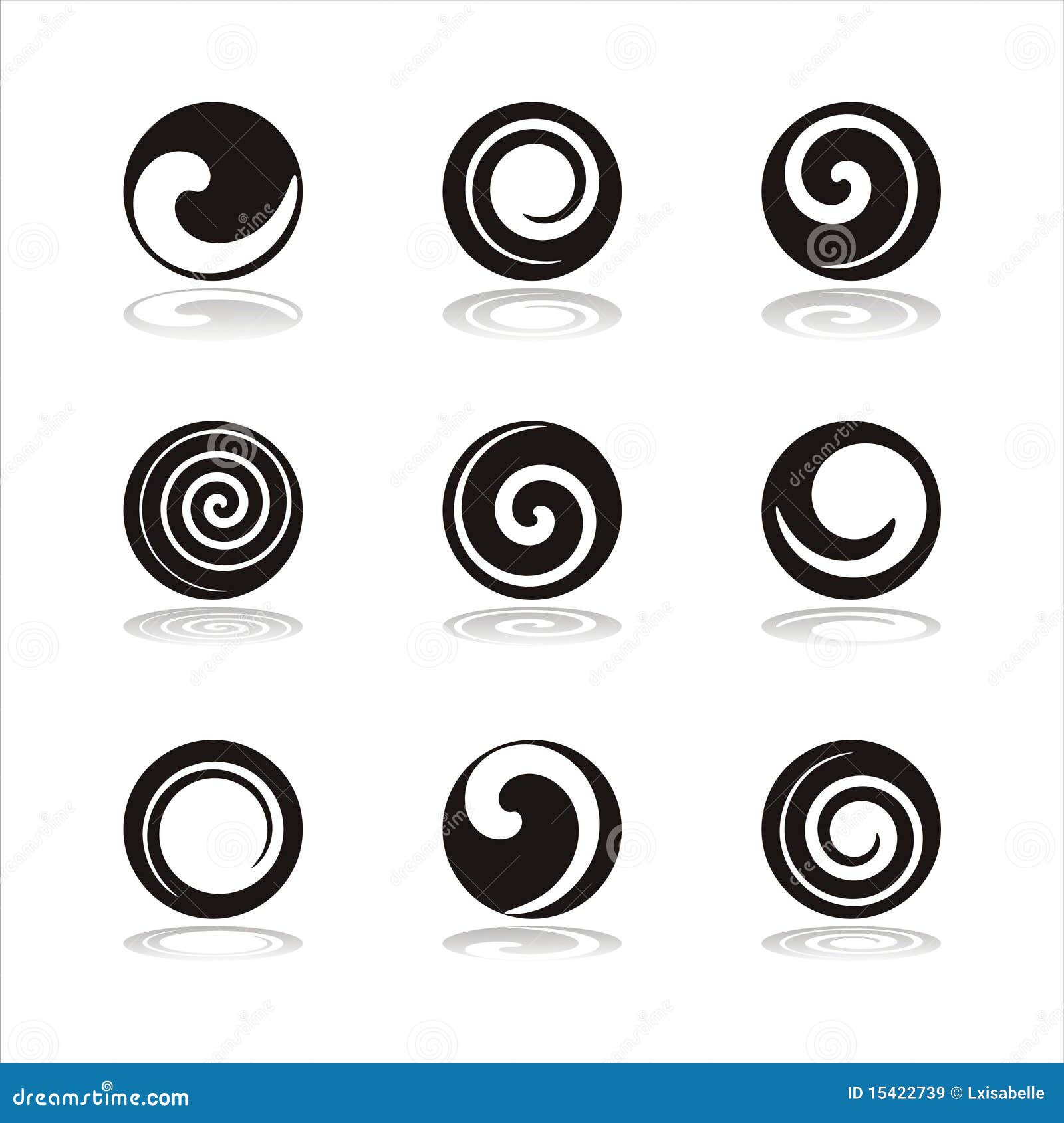 Set of 9 swirl icons stock vector. Illustration of swirl - 15422739