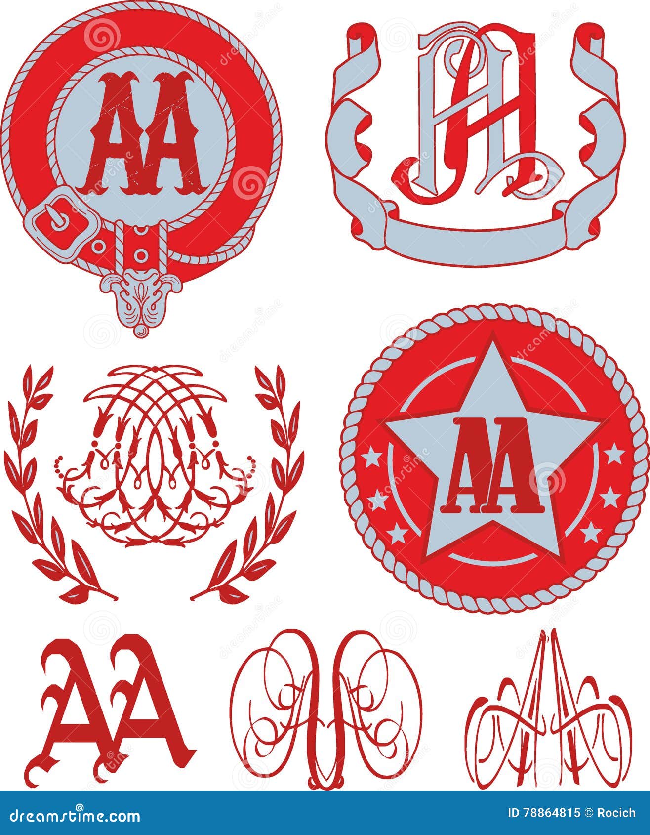 Set of AA Monograms and Emblem Templates Stock Vector - Illustration of ...