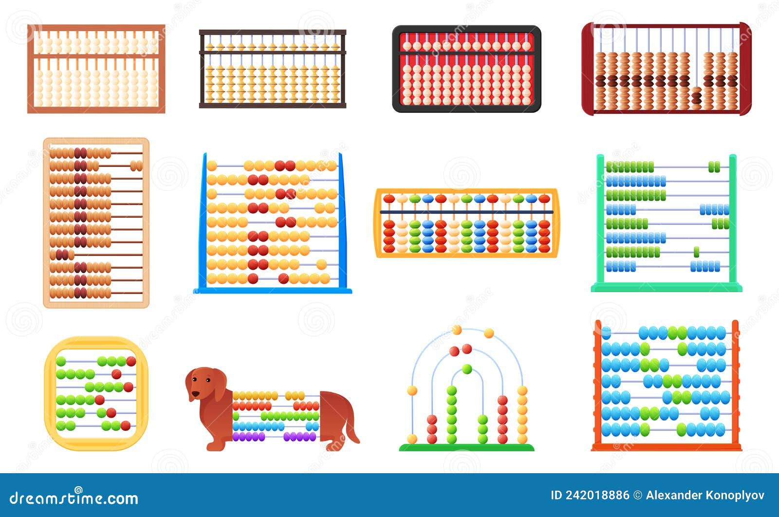 Set of Abacus Different Shape and Color Vector Mathematics or ...