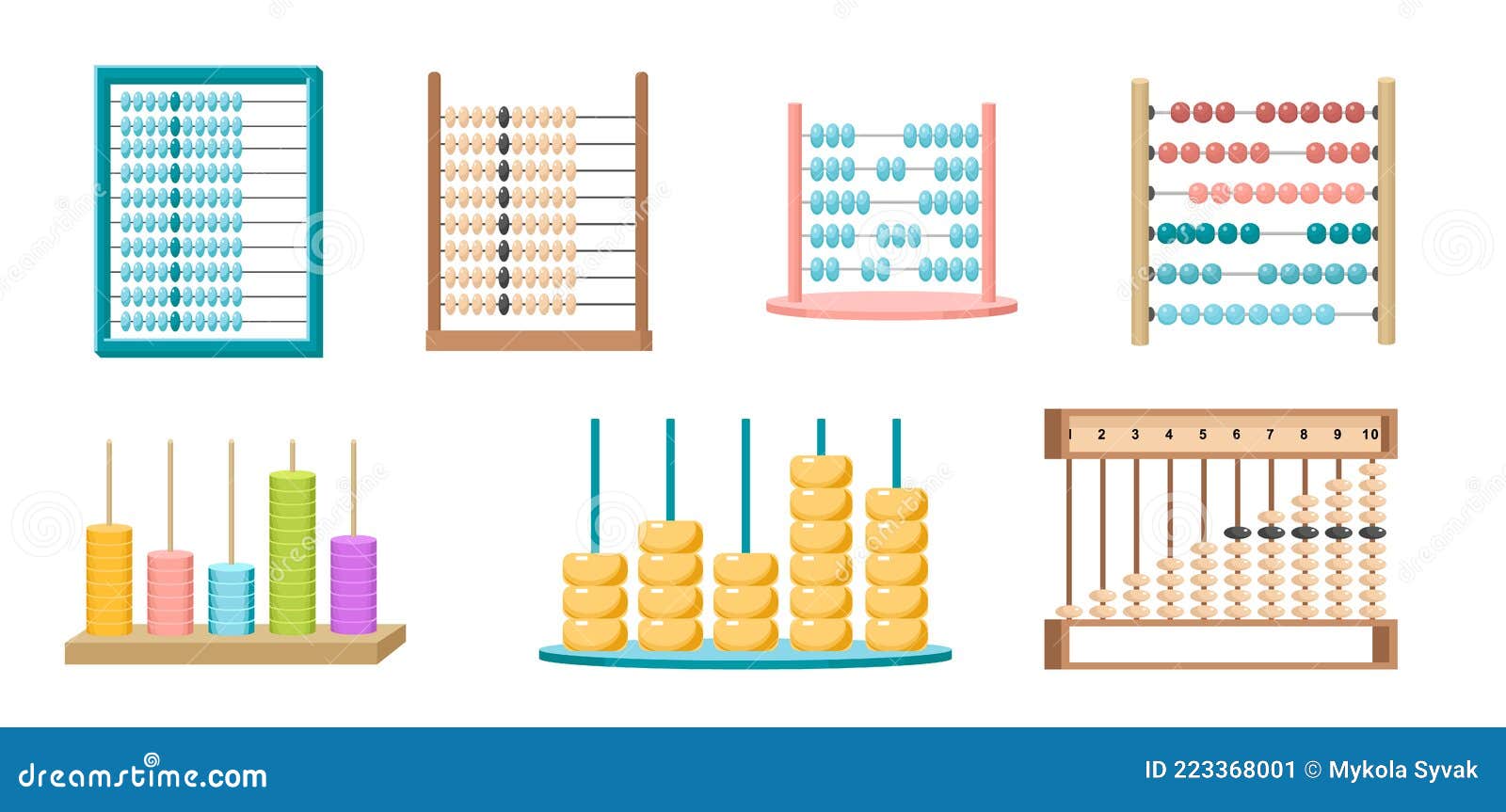 Set of Abacus, Mathematics Learning, Math Calculator Educational ...