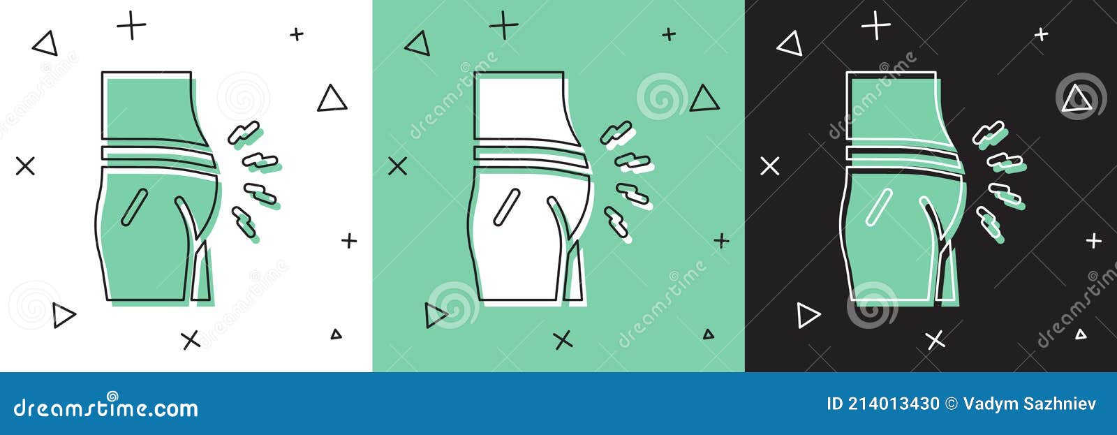 Set Abdominal Bloating Icon Isolated on White and Green, Black ...