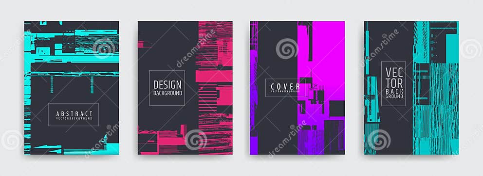 Set of Abstract Background Cover Designs. Screen Error Effect. Failure ...