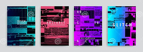 Set of Abstract Background Cover Designs. Screen Error Effect. Failure ...