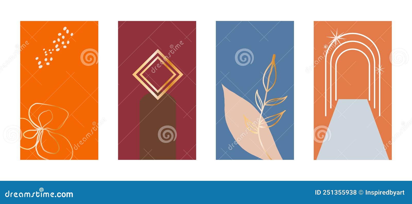 Set of 4 Abstract Background for Social Media Post Template. Modern ...