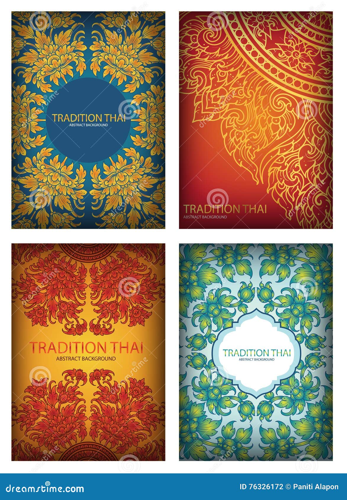Set Abstract Background Thai Tradition Stock Vector - Illustration of ...
