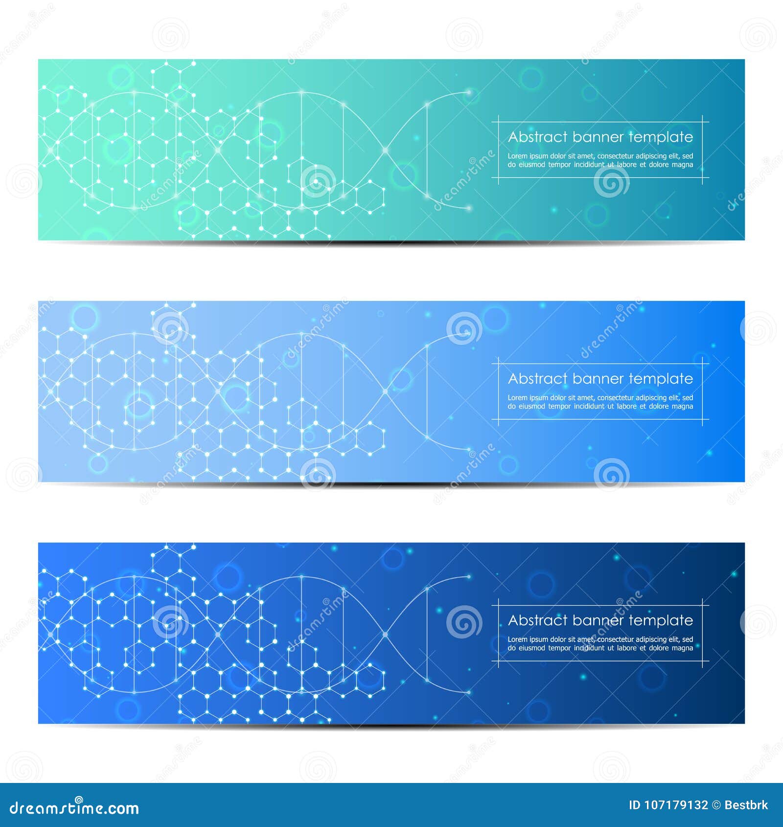Set of Abstract Banner Design, Dna Molecule Structure Background ...