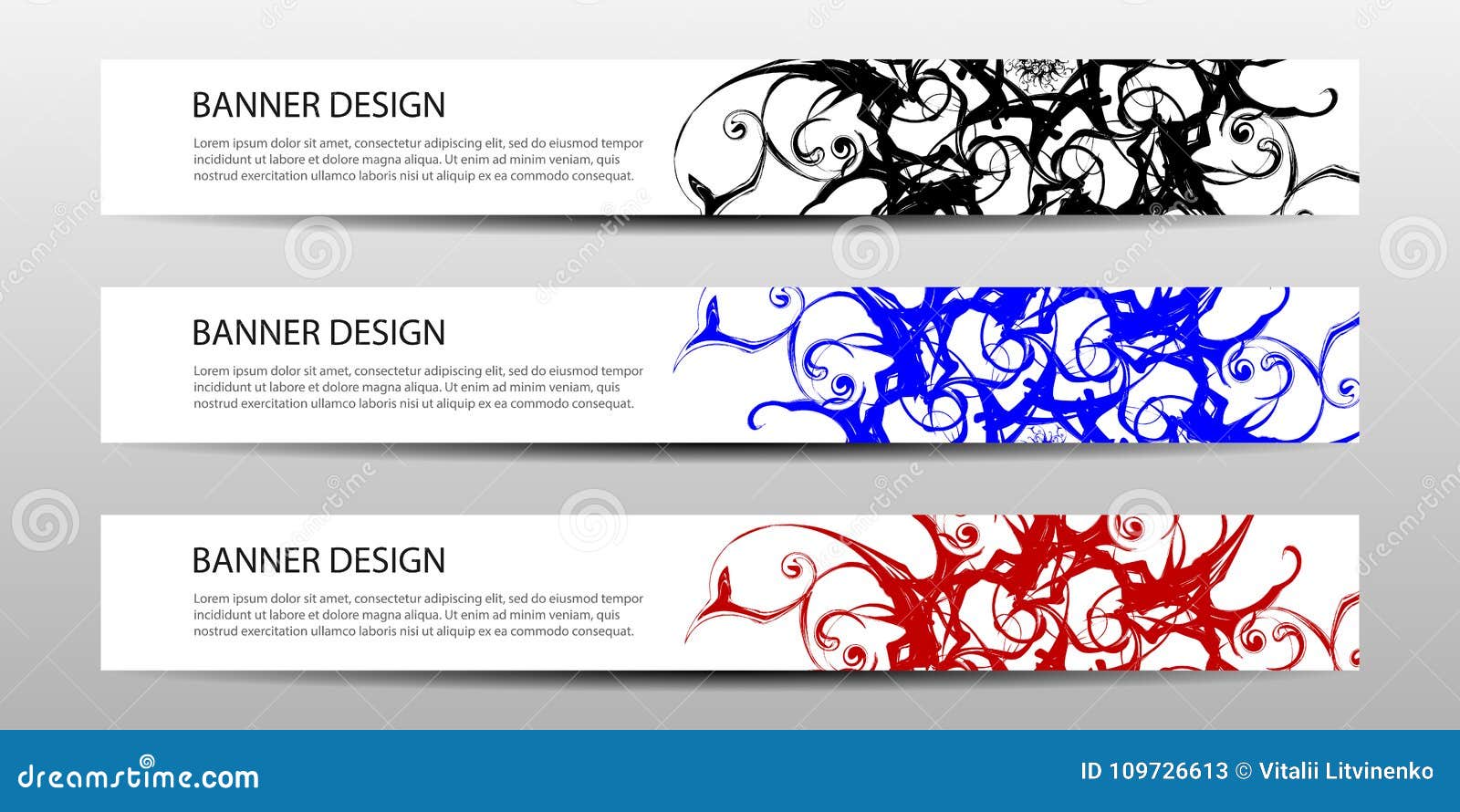 Set of Abstract Banners with Graphic Lines. Vector Illustration. Stock ...