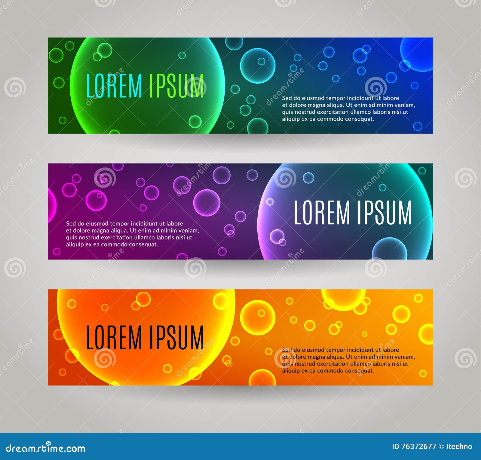 Set of 3 Abstract Banners with Multiple Bubbles Stock Vector ...
