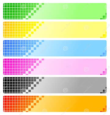 Set of Abstract Banners with Pixels Stock Illustration - Illustration ...