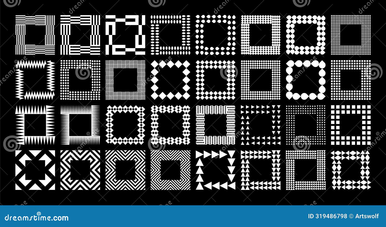 Set of Abstract Basic Shape Square Border Design Stock Illustration ...