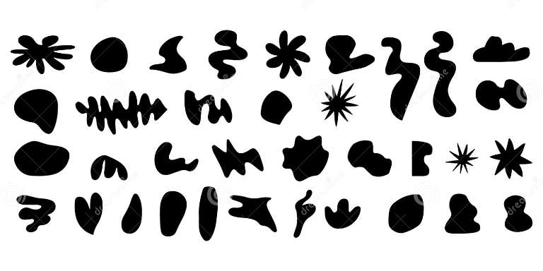 Set of Abstract Black Shapes Vector Stock Illustration - Illustration ...