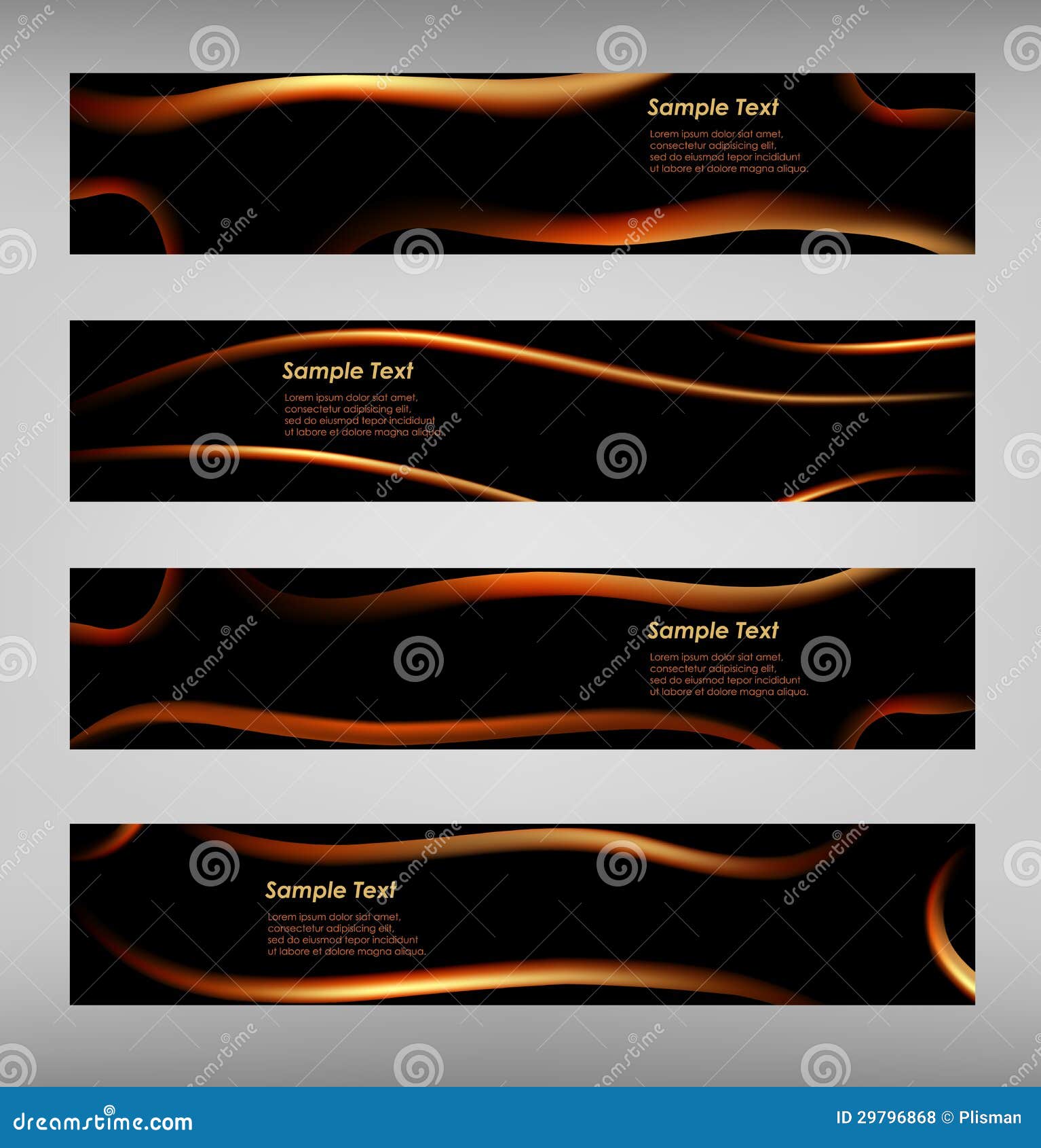 Set of Abstract Black Web Banner Stock Vector - Illustration of ...