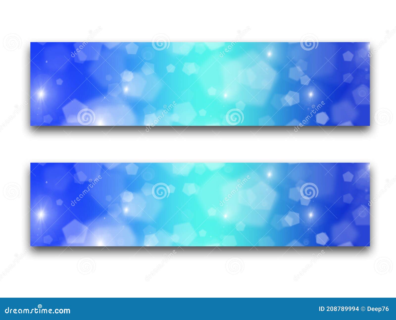 Set of Abstract Blue Banners with Shape and Sparkles Stock Illustration ...