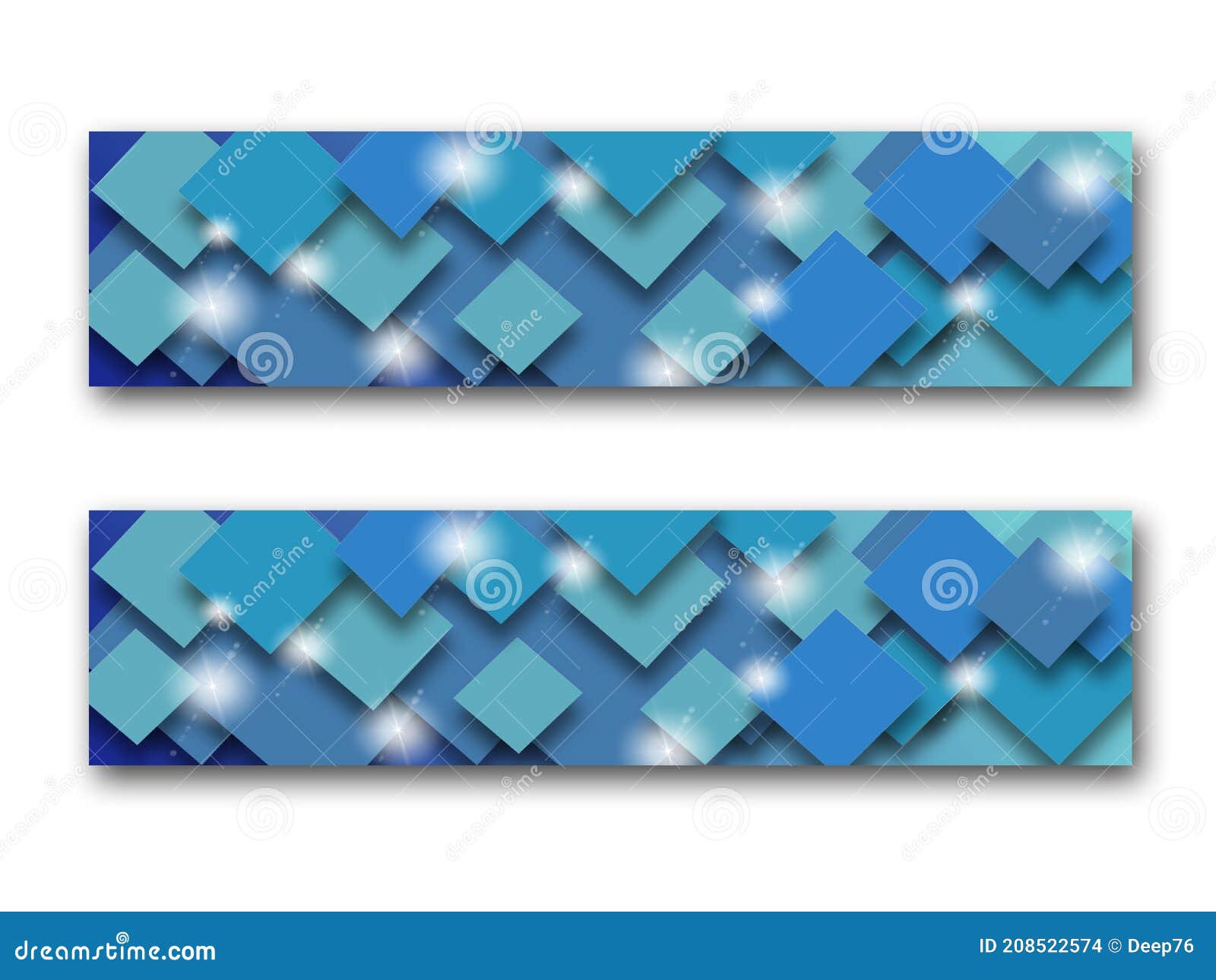 Set of Abstract Blue Banners with Shape and Sparkle Stock Illustration ...