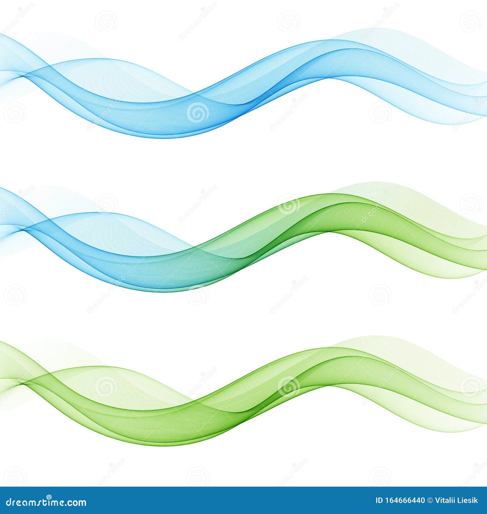 Set of Abstract Blue and Green Waves. Vector Illustration EPS 10 Stock ...