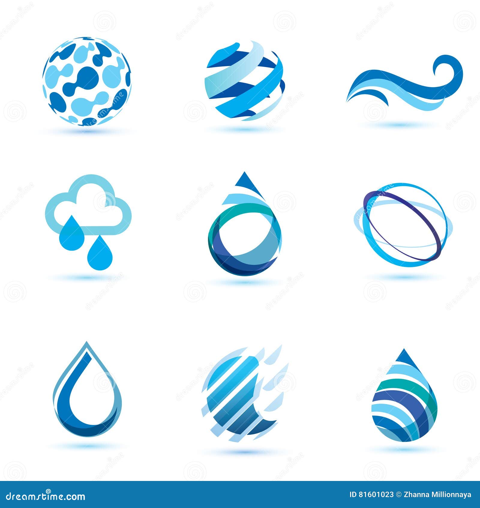 Set of Abstract Blue Symbols Stock Vector - Illustration of abstract ...