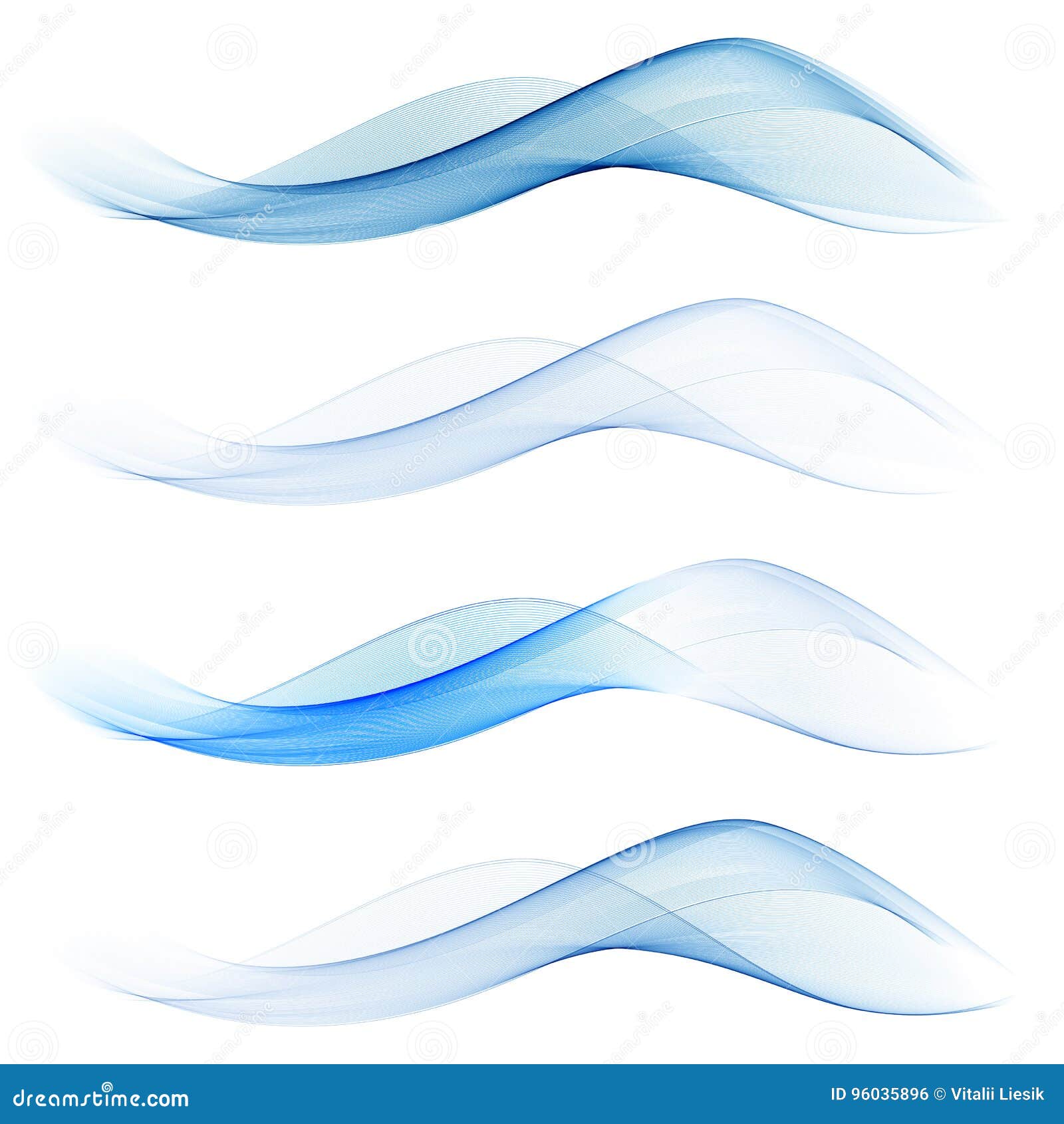 Set of Abstract Blue Waves. Stock Vector - Illustration of background ...