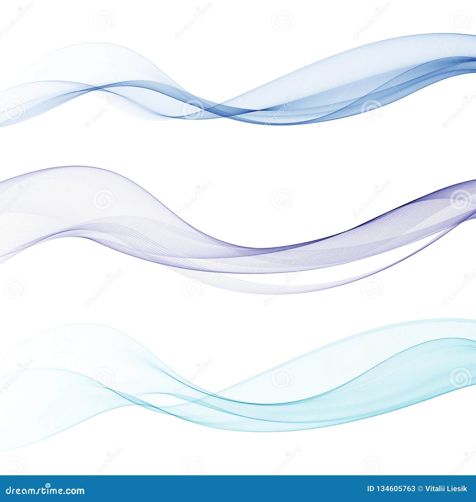 Set of Abstract Blue Waves. Vector Illustration EPS 10 Stock Vector ...