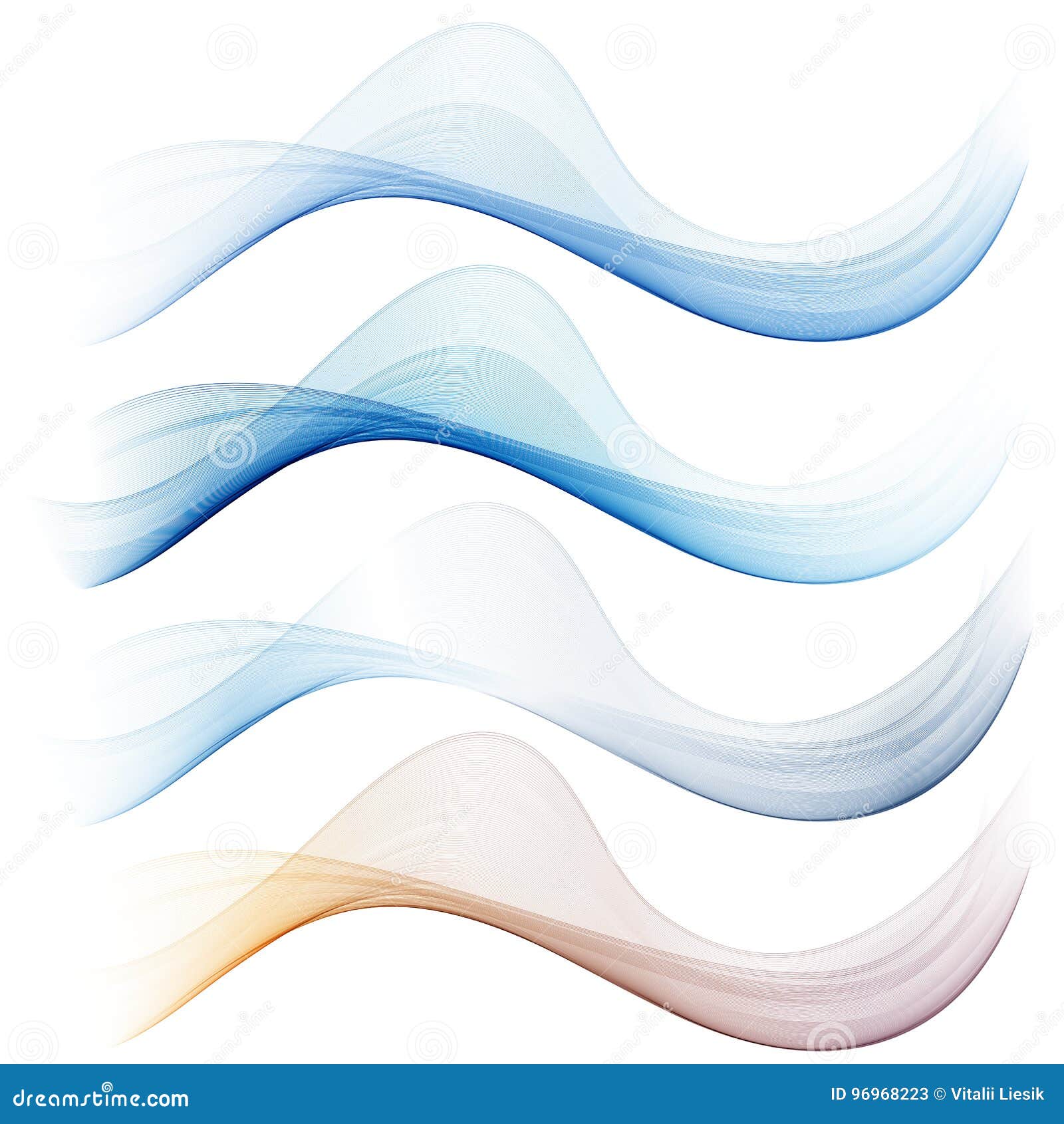 Set of Abstract Blue Waves. Stock Vector - Illustration of modern ...