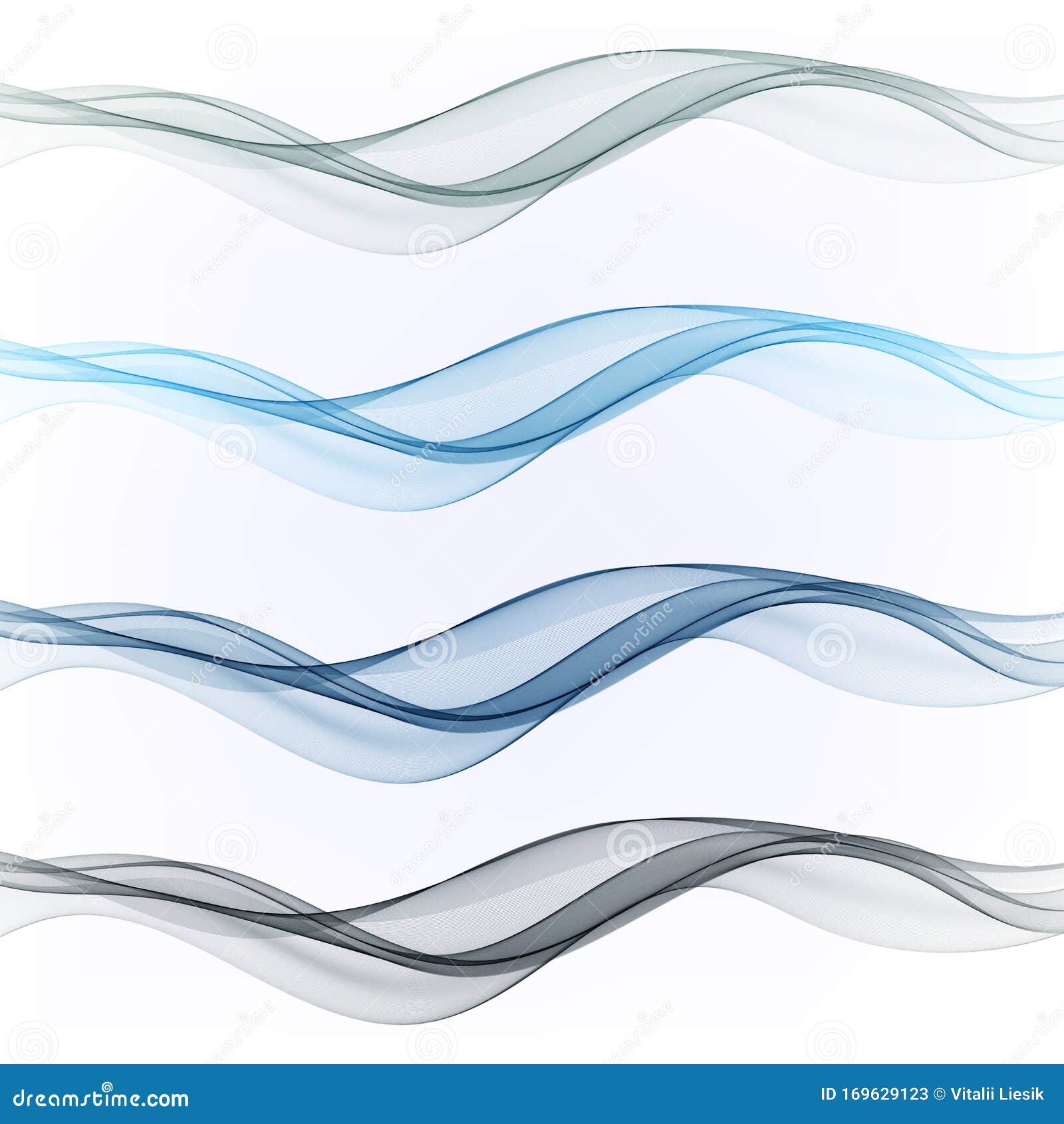 Set of Abstract Blue Waves. Vector Illustration EPS 10 Stock Vector ...