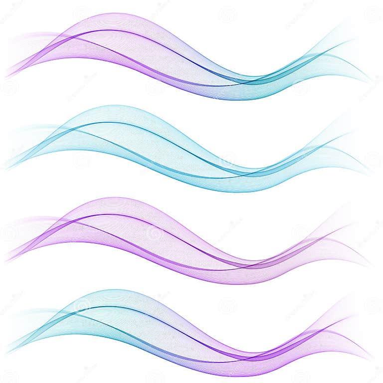 Set of Abstract Blue Waves. Vector Illustration Stock Vector ...