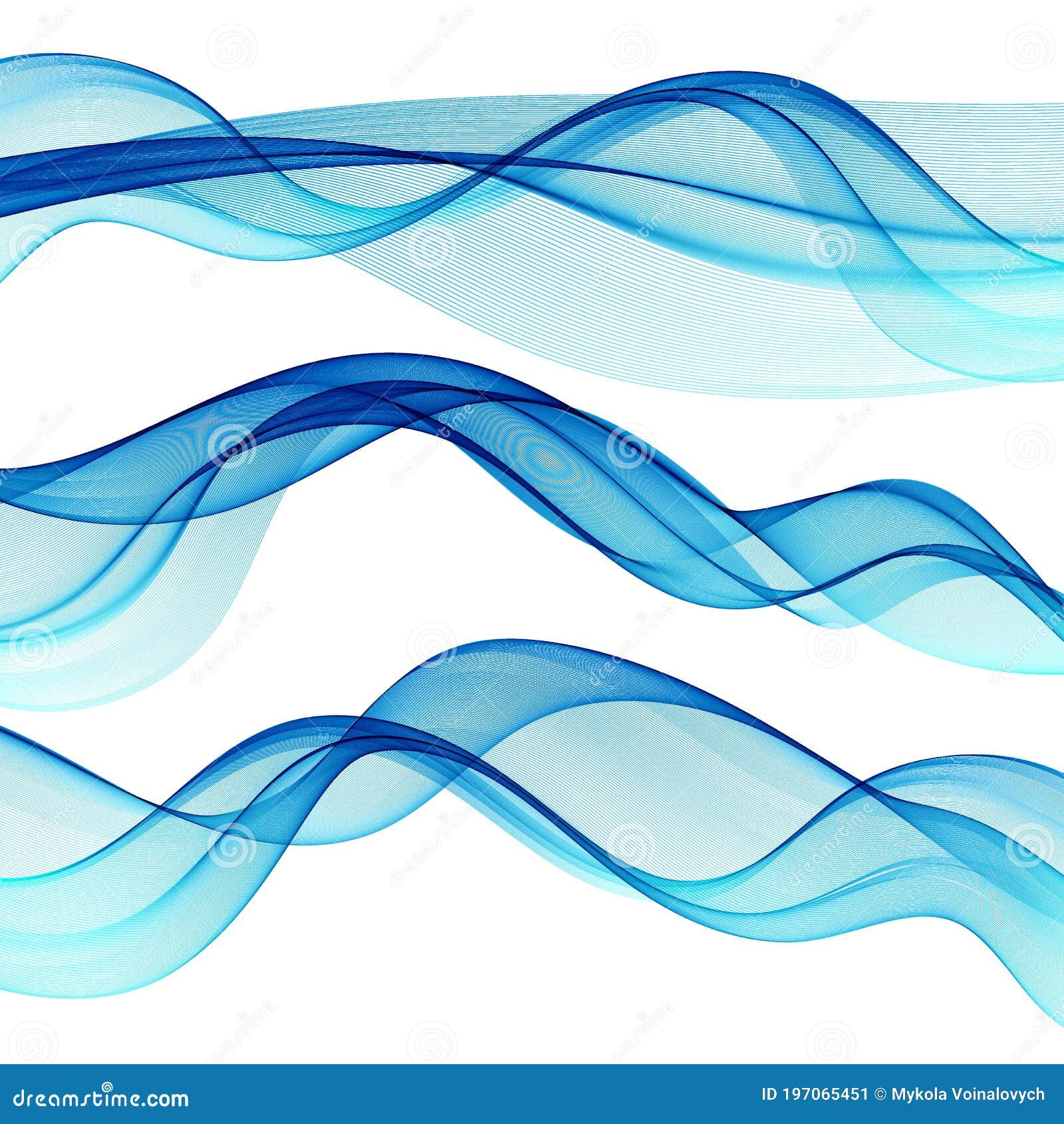 Set of Abstract Blue Waves on White Background. Vector Illustration ...