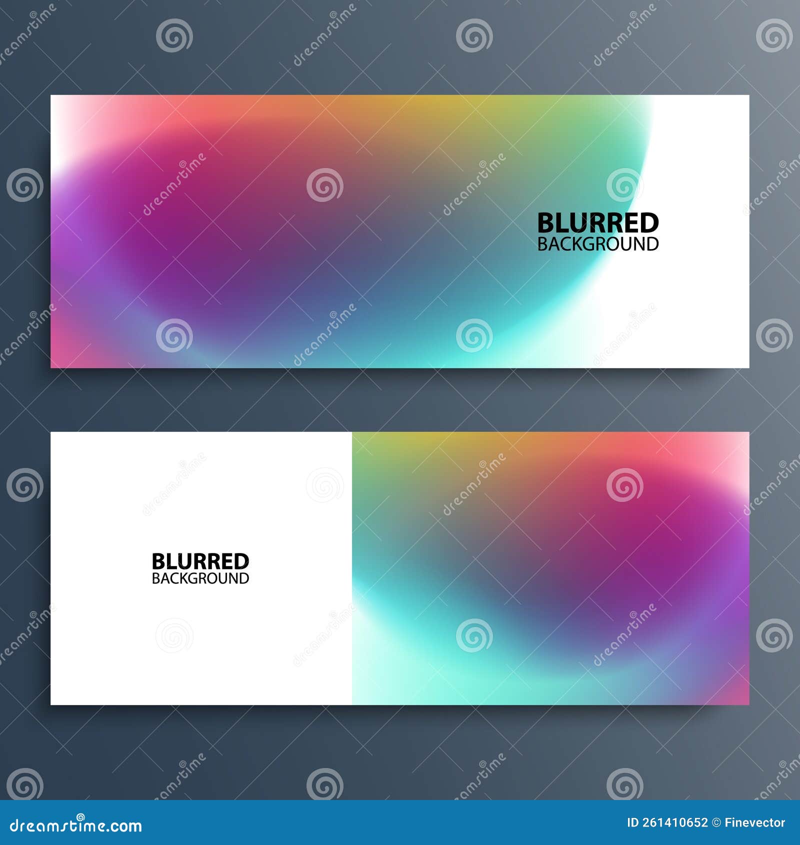 Set of Abstract Blurred Multicolored Horizontal Banners with Blurred ...