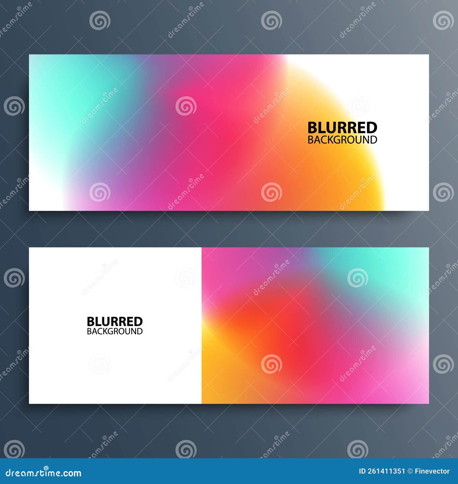 Set of Abstract Blurred Multicolored Horizontal Banners with Blurred ...