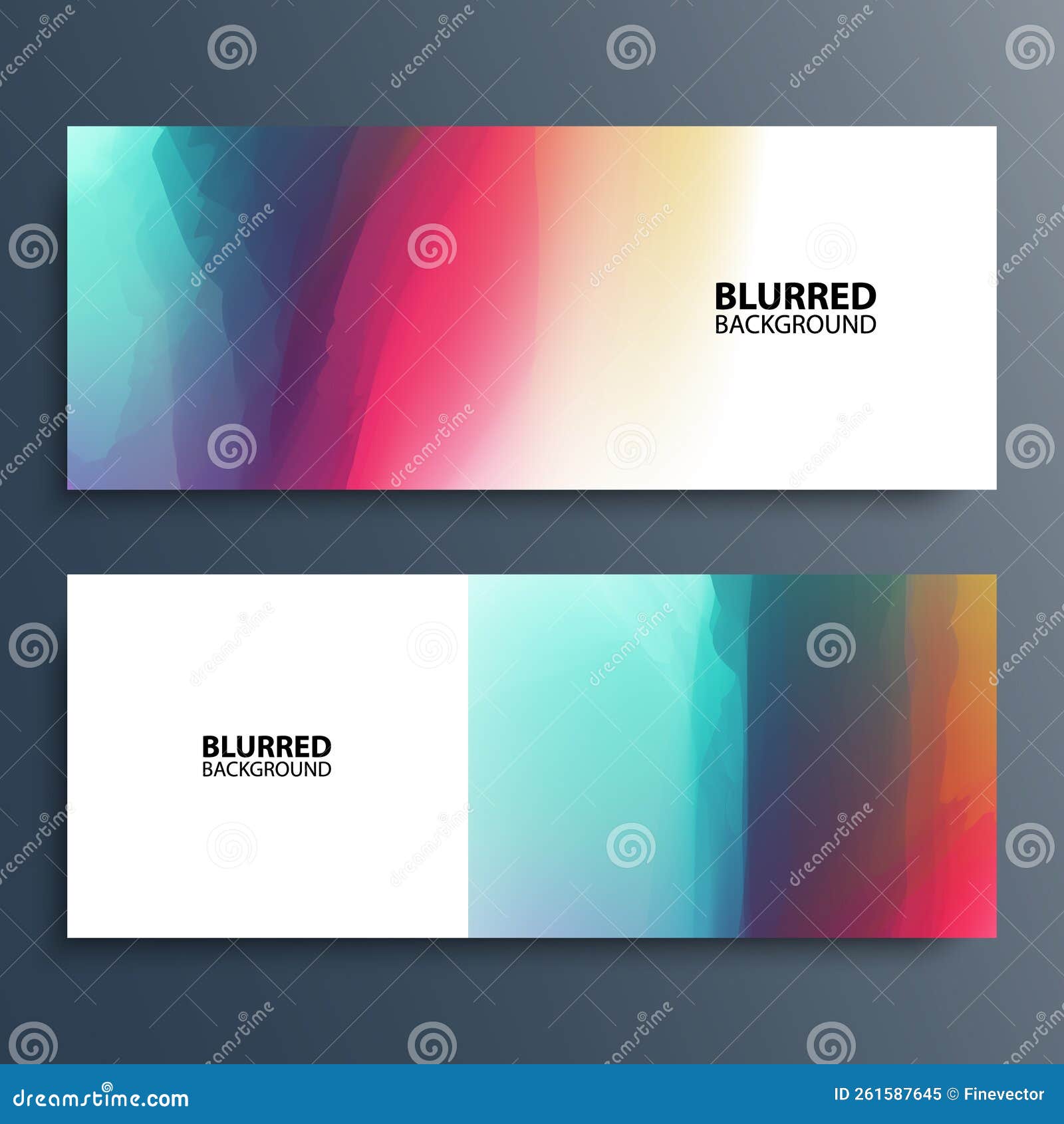 Set of Abstract Blurred Multicolored Horizontal Banners with Blurred ...